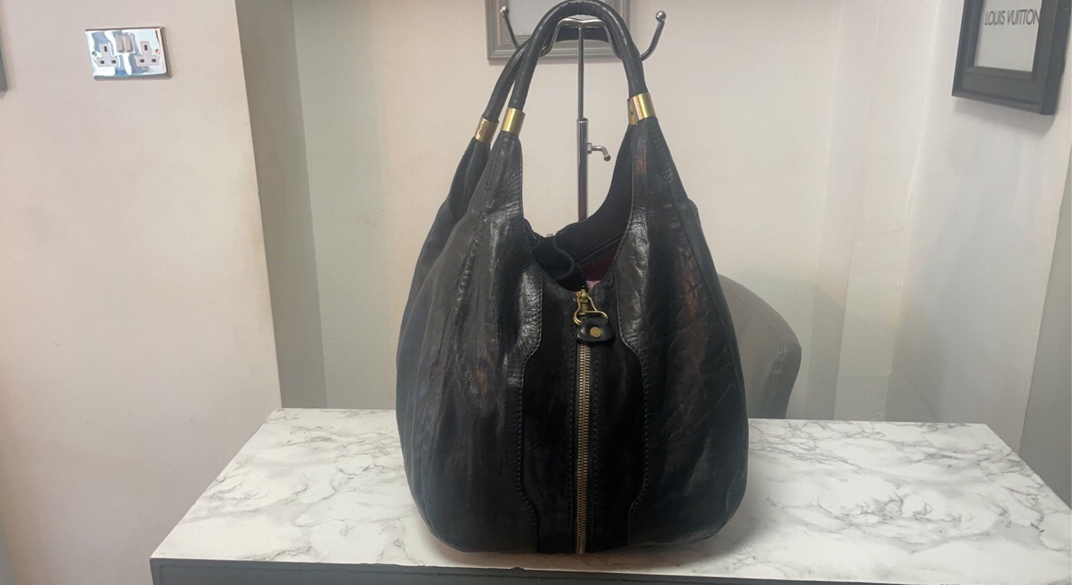 Maudah Expandable Hobo Jimmy Choo in suede and calf skin leather | PURSHA